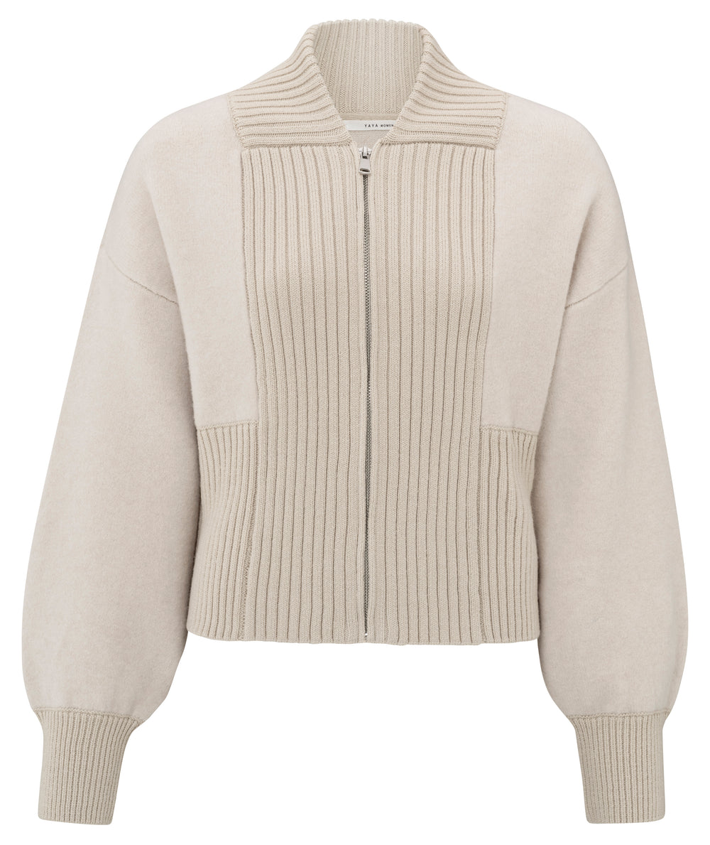 Bomber cardigan with rib YAYA